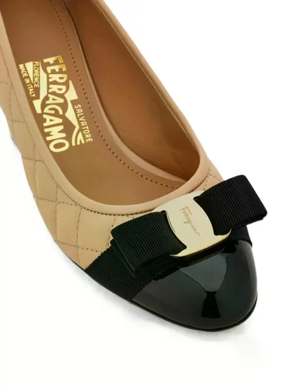 FERRAGAMO Vara Quilted Leather Pumps - Neutrals