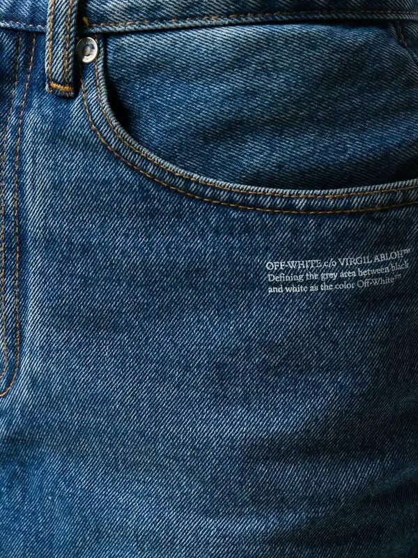 Off-White Logo Print Denim Skirt - Blue