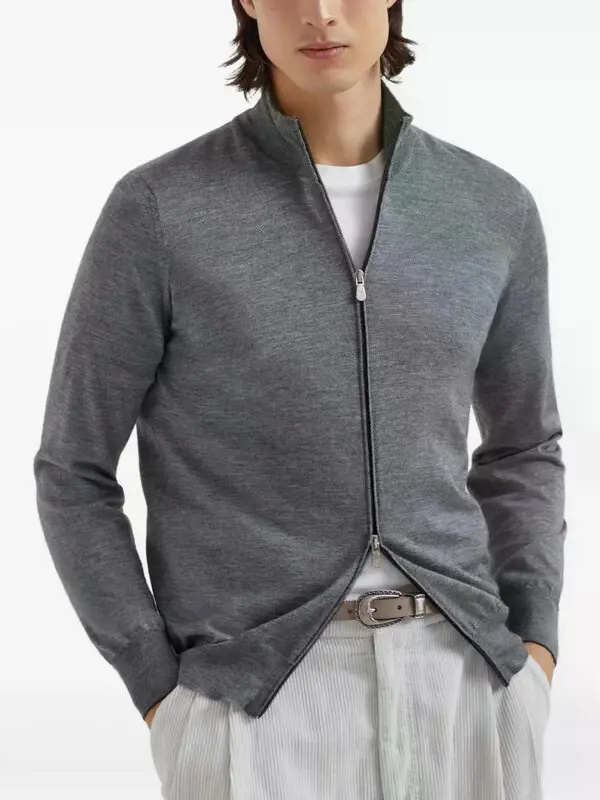 Brunello Cucinelli Zip-up Knit Cardigan - Grey