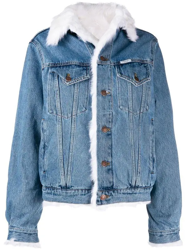 Forte Dei Marmi Couture Faux Fur Lined Denim Jacket In Blue