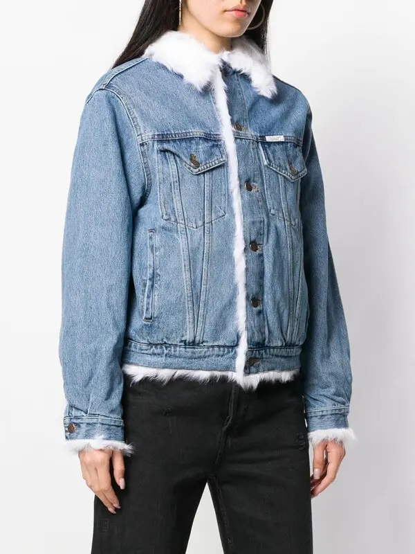 Forte Dei Marmi Couture Faux Fur Lined Denim Jacket In Blue