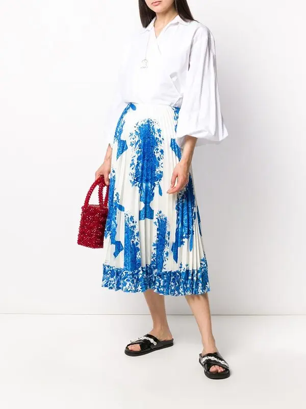 Valentino Garavani Ceramic Print Pleated Midi Skirt
