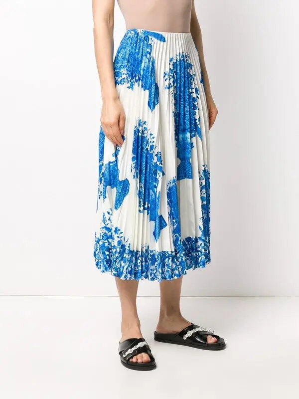 Valentino Garavani Ceramic Print Pleated Midi Skirt