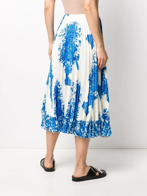 Valentino Garavani Ceramic Print Pleated Midi Skirt
