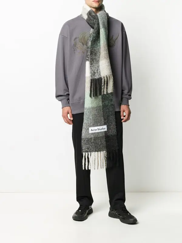 Acne Studios Checked Mohair-blend Scarf - Black