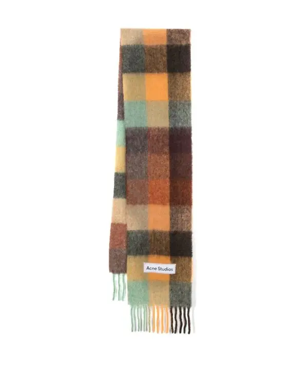 Acne Studios Checked Mohair-blend Scarf - Brown