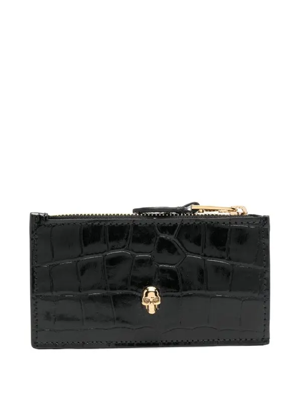 Alexander McQueen Skull Flat Zip Purse - Black