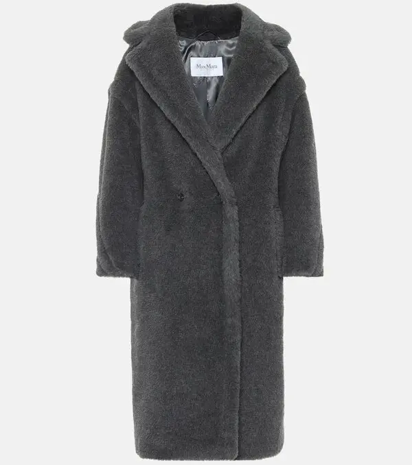 Max Mara Teddy Bear Icon Alpaca And Wool-blend Coat - Grey