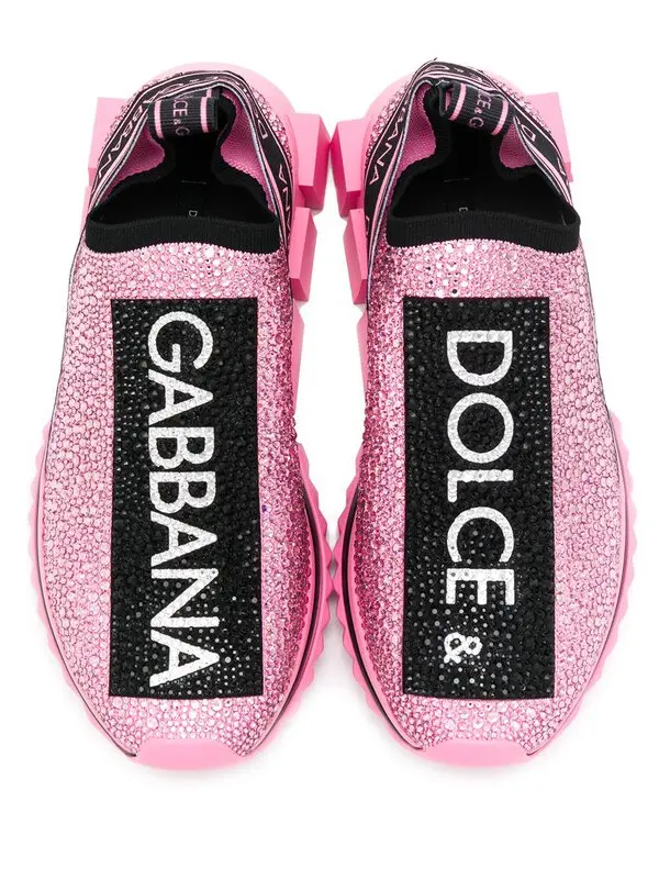 Dolce & Gabbana Sorrento Embellished Slip-on Sneakers - Pink
