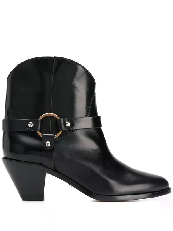 FRANCESCO RUSSO Leather Ankle Boots With Strap Embellishment