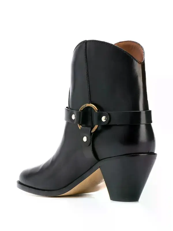 FRANCESCO RUSSO Leather Ankle Boots With Strap Embellishment