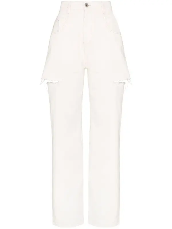 MAISON MARGIELA High-waisted Loose Fit Jeans With Slash Details - White