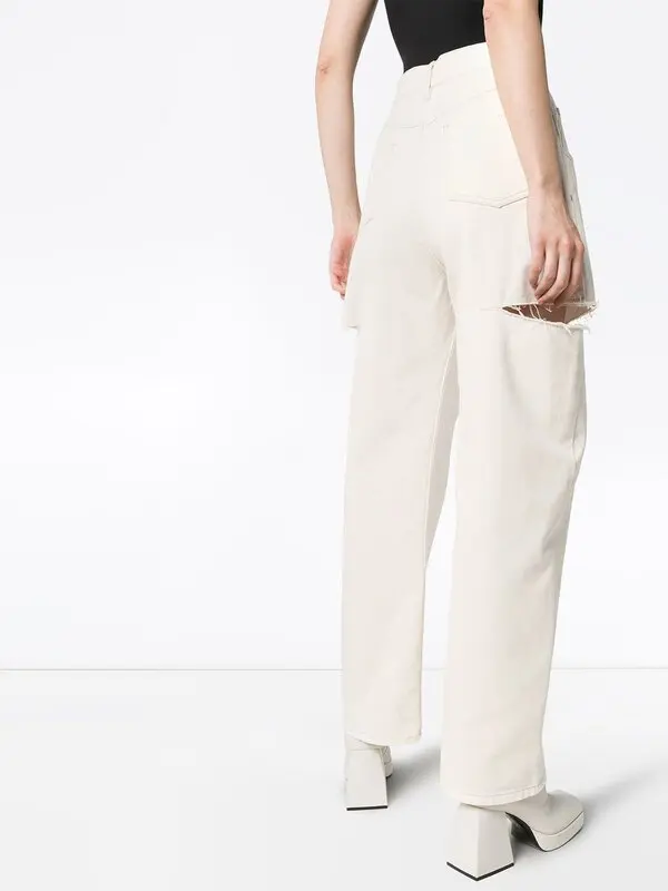 MAISON MARGIELA High-waisted Loose Fit Jeans With Slash Details - White