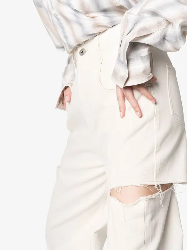 MAISON MARGIELA High-waisted Loose Fit Jeans With Slash Details - White