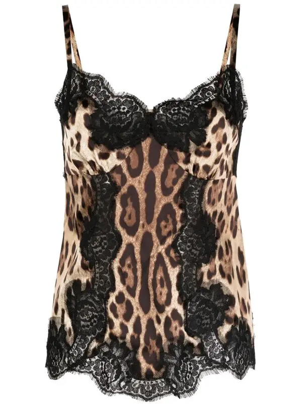 Dolce & Gabbana Leopard-print Satin Camisole Top
