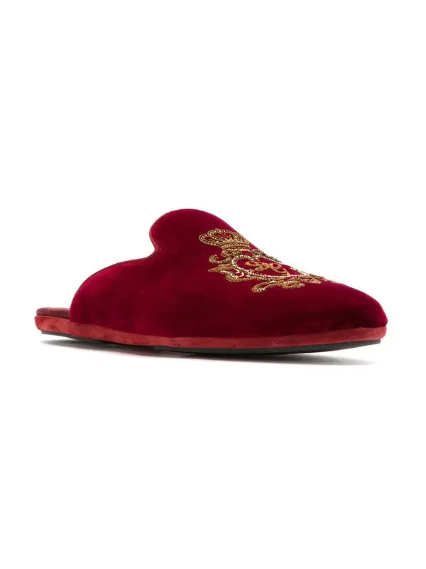 Dolce & Gabbana Embroidered Velvet Slippers