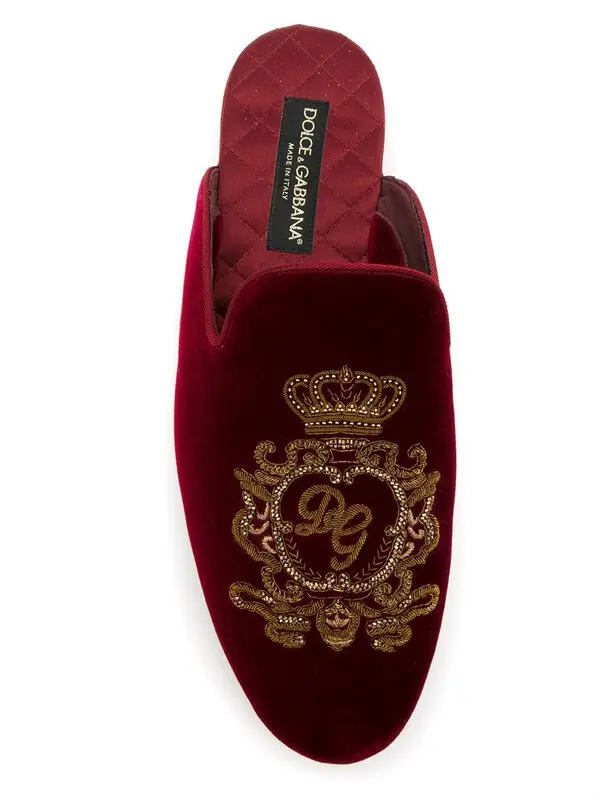 Dolce & Gabbana Embroidered Velvet Slippers