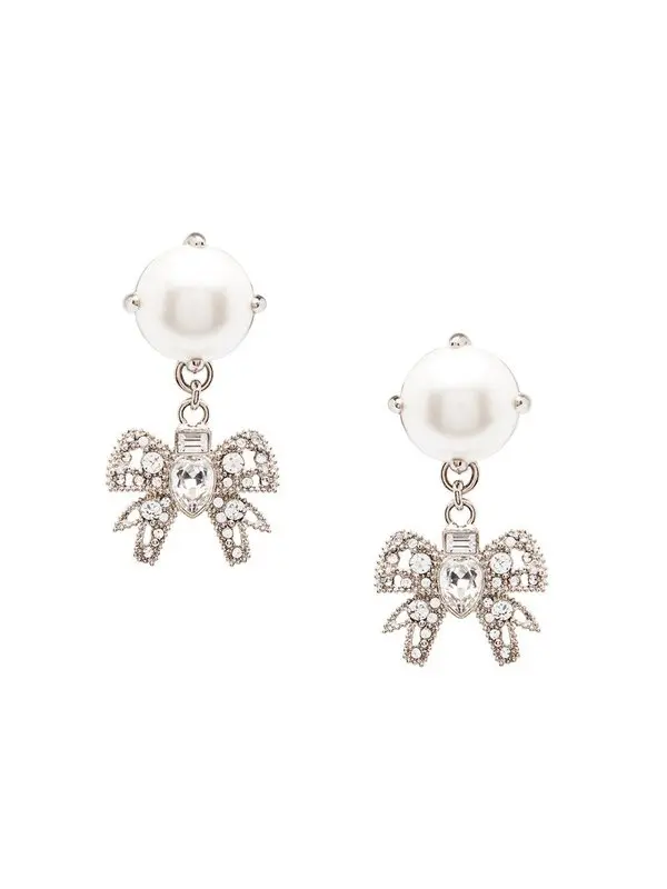 Miu Miu Micro Bow Jewels Earrings - Silver | Editorialist