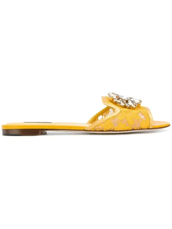 Dolce & Gabbana Bianca Lace Sandals - Yellow