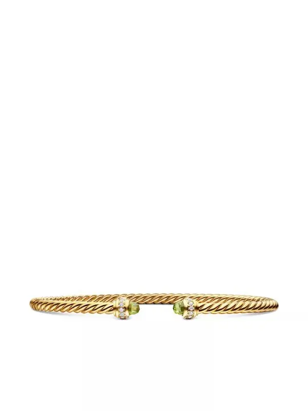 David Yurman 18kt Yellow Cablespira Diamond And Peridot Bracelet - Gold