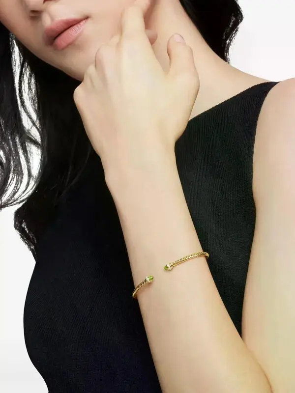 David Yurman 18kt Yellow Cablespira Diamond And Peridot Bracelet - Gold