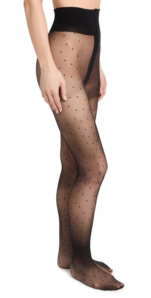 STEMS Paris Edit Sheer Double Dots Tights Set Of Two - Black