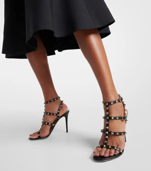 Sandales à Talons Valentino Rockstud 105 - Noir Breveté, Taille 40 - Neuves Avec Boîte