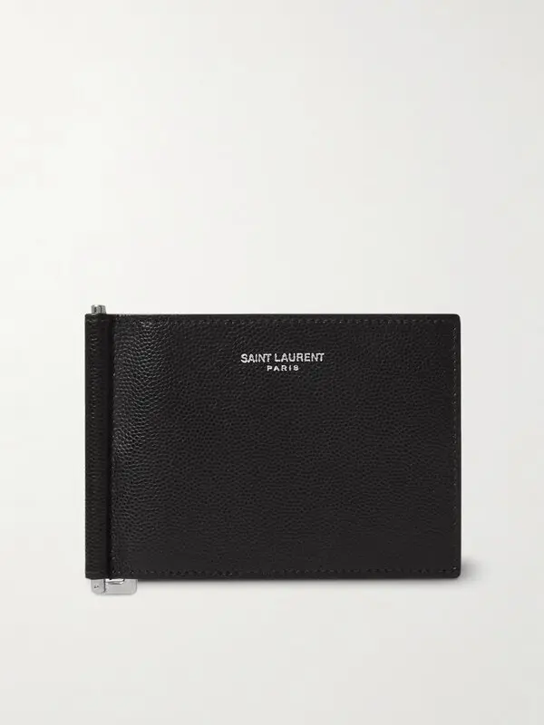 Saint Laurent Pebble-grain Leather Billfold Wallet With Money Clip - Black