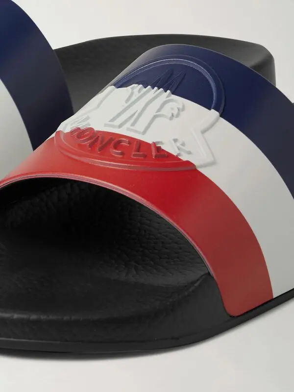 Moncler Basile Logo-embossed Striped Rubber Slides - Black