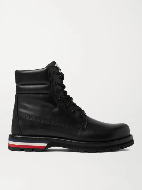 Moncler Vancouver Striped Leather Hiking Boots - Black