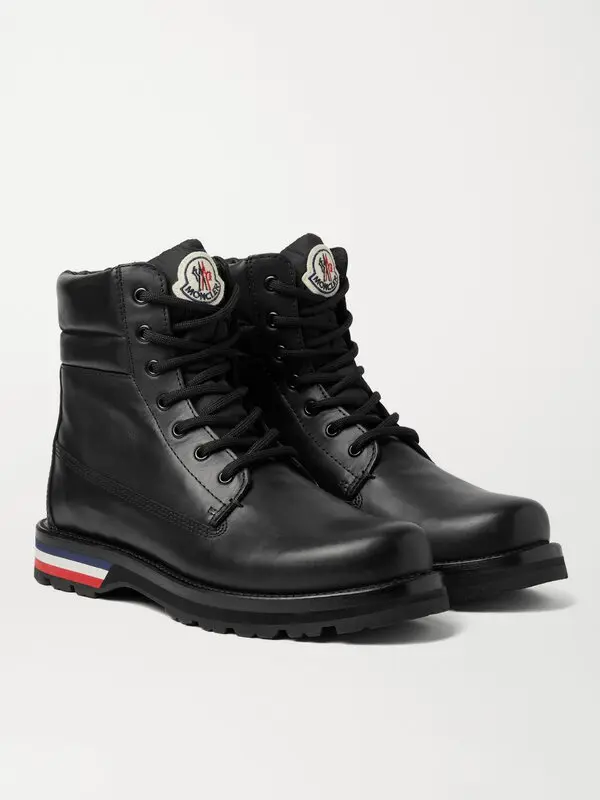 Moncler Vancouver Striped Leather Hiking Boots - Black