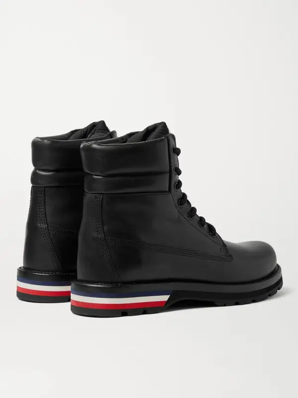 Moncler Vancouver Striped Leather Hiking Boots - Black