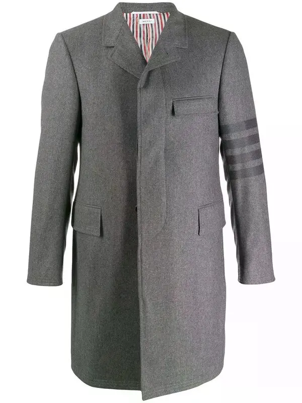 Thom Browne Flannel 4-bar Classic Chesterfield Overcoat - Grey