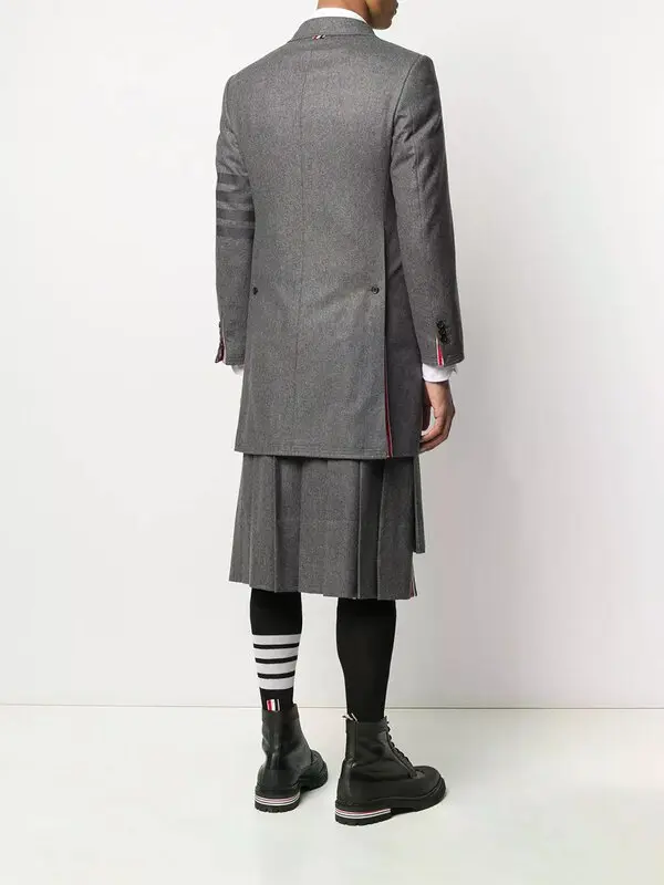 Thom Browne Flannel 4-bar Classic Chesterfield Overcoat - Grey