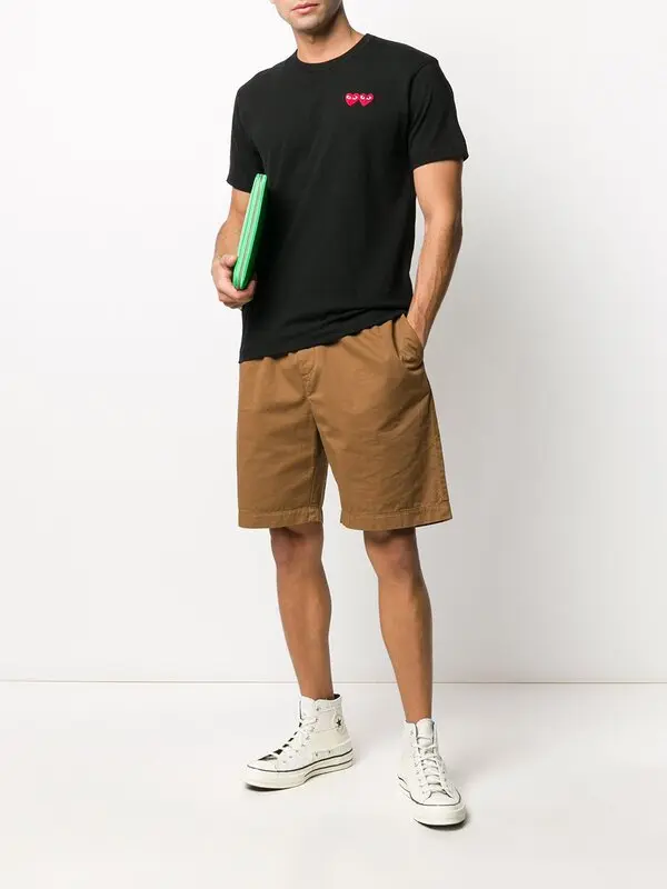 Play Comme Des Garcon Double Heart Patch Short Sleeve T-shirt
