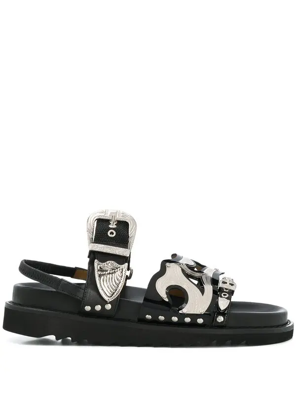 Toga Studded Strap Sandals - Black