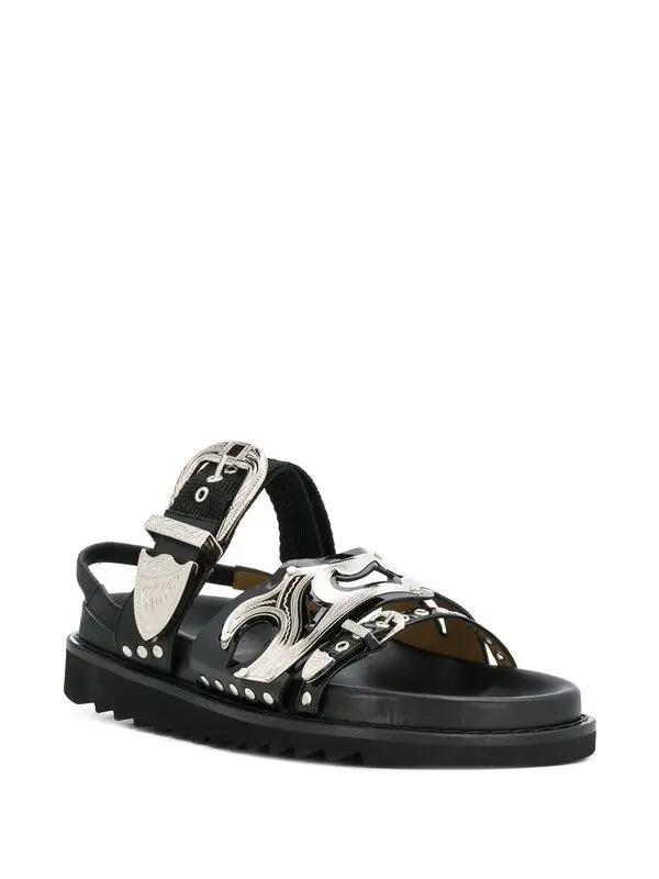 Toga Studded Strap Sandals - Black