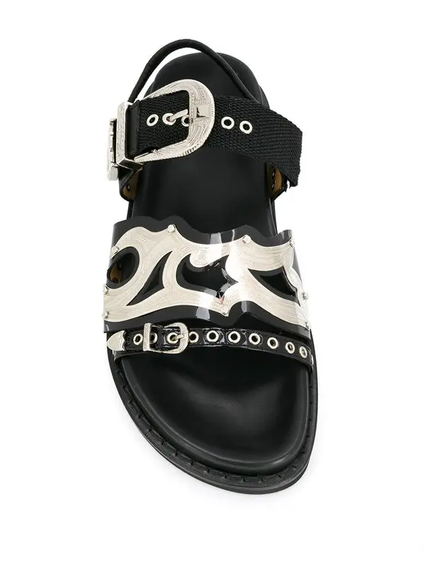 Toga Studded Strap Sandals - Black