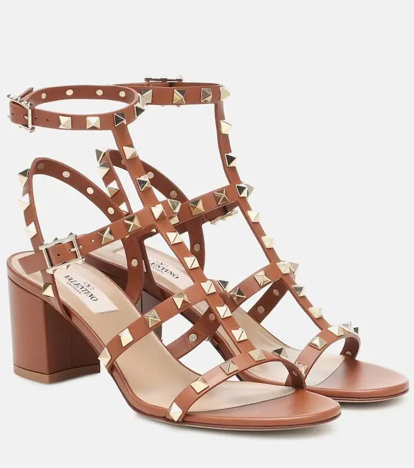 Valentino Garavani Rockstud Leather Sandals - Brown