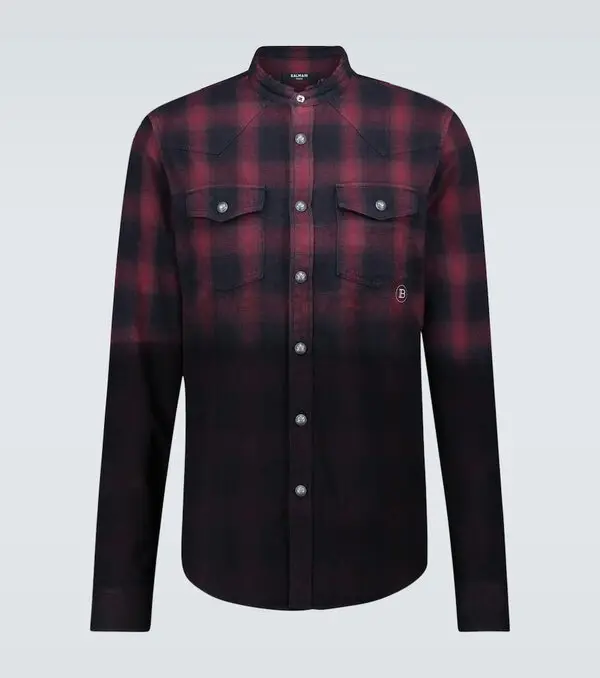Balmain Cotton Flannel Checked Shirt