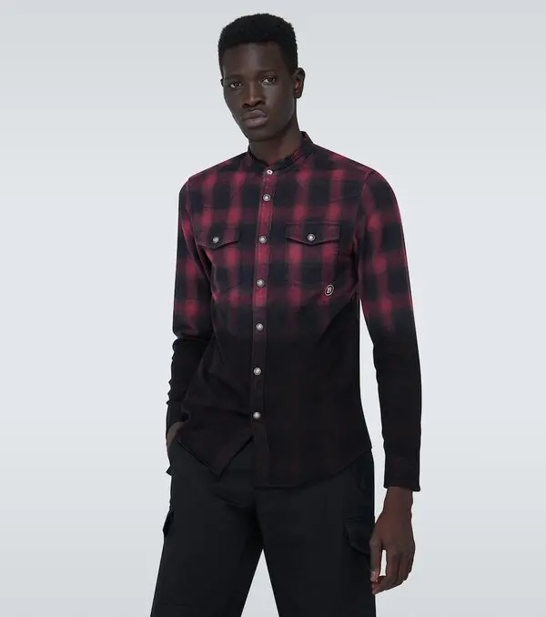 Balmain Cotton Flannel Checked Shirt