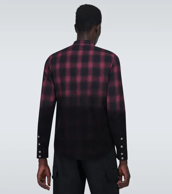 Balmain Cotton Flannel Checked Shirt