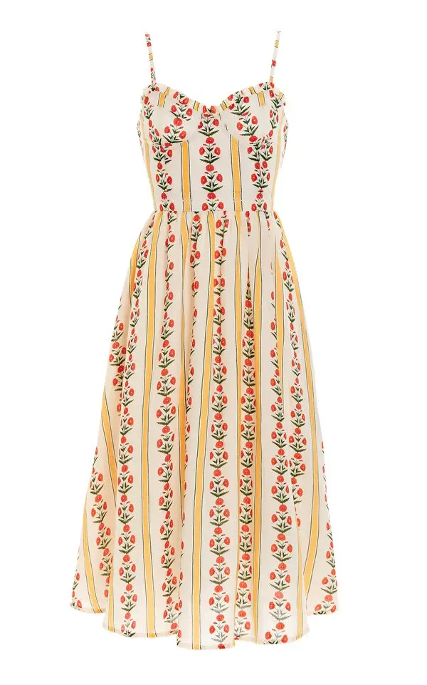 green emerald velvet dress Baltic Born Womens Eleanor Embroidered Midi Dress | Cream Floral
