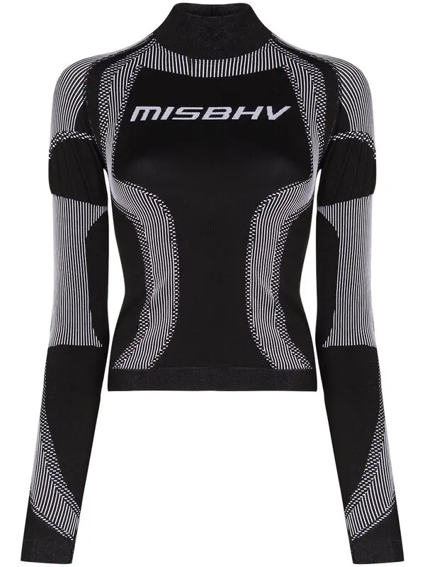 misbhv ブラックactive sportタートルネック Sport Active Quarter-Zip Longsleeve Black & White