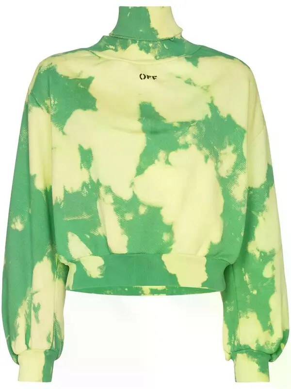 Off-White High-neck Cloud Print Sweatshirt - Green