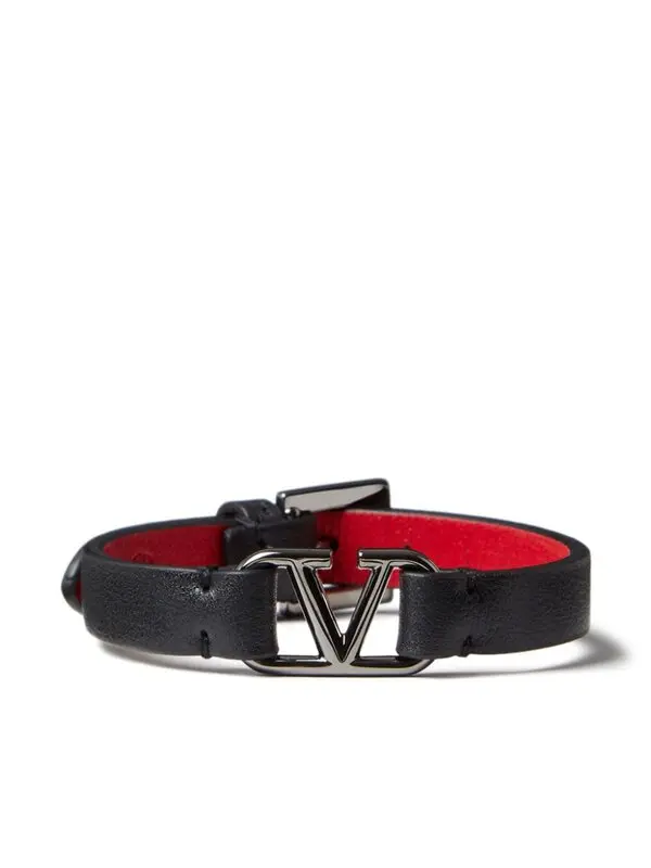Valentino Garavani Vlogo Signature Leather Bracelet - Black