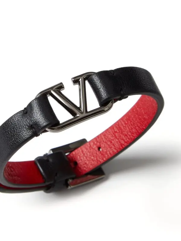 Valentino Garavani Vlogo Signature Leather Bracelet - Black
