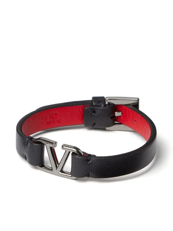 Valentino Garavani Vlogo Signature Leather Bracelet - Black