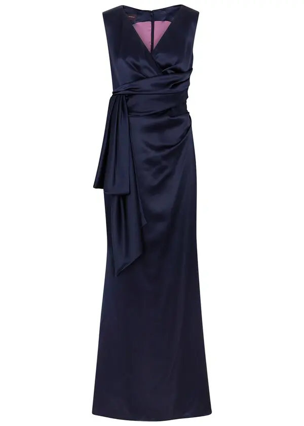 Talbot Runhof Bosworth Wrap-effect Satin Gown