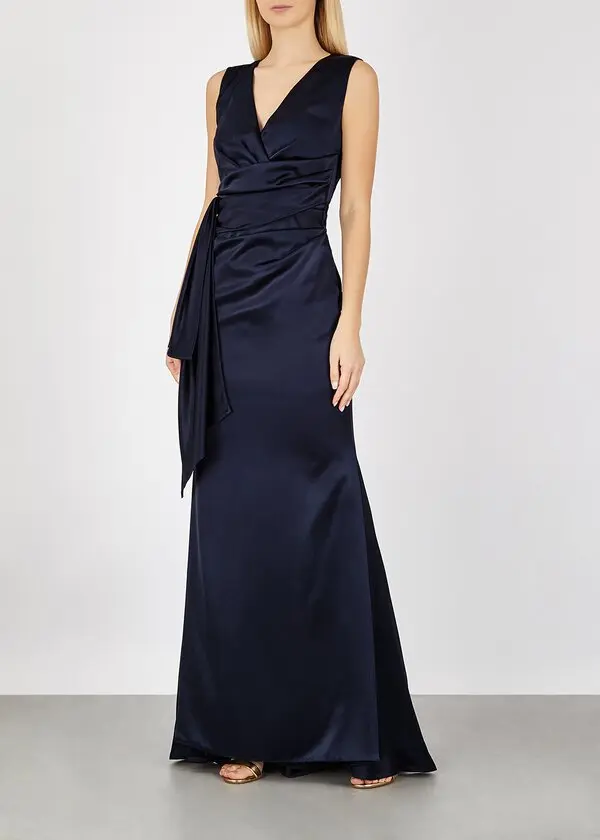 Talbot Runhof Bosworth Wrap-effect Satin Gown